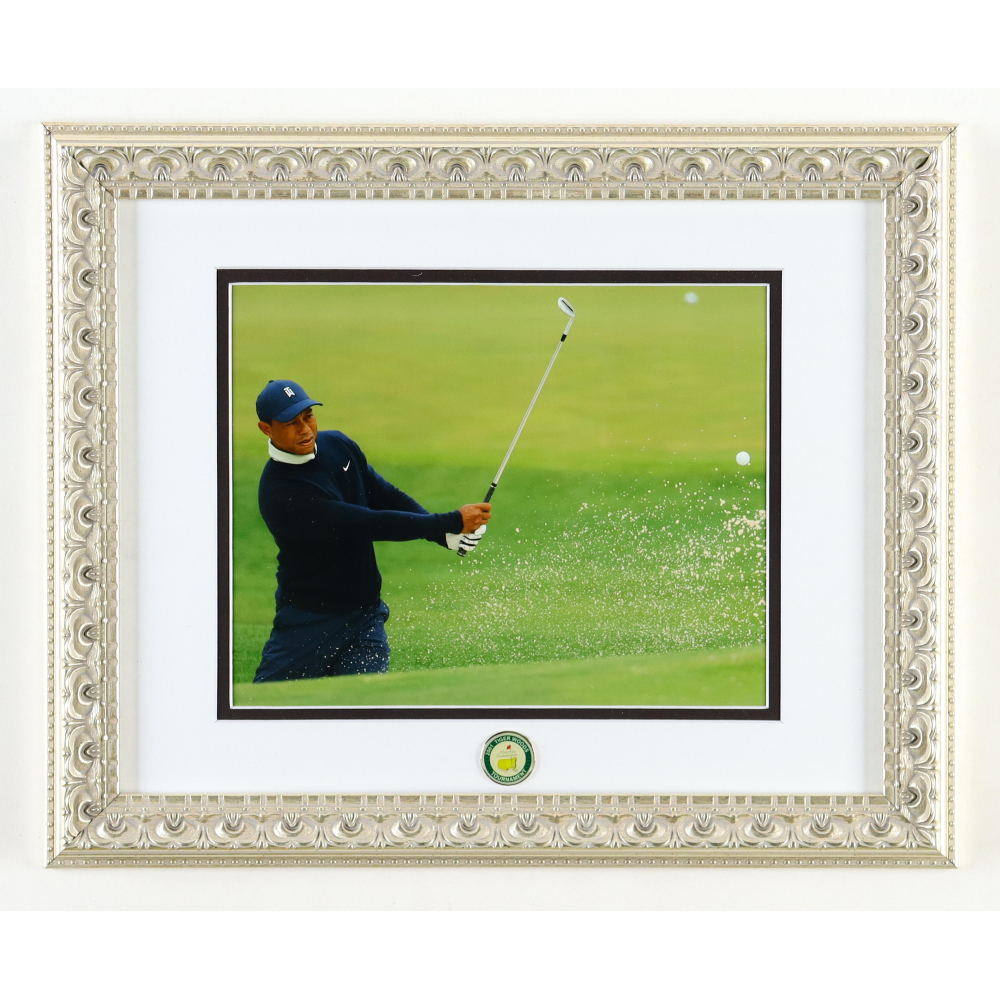 "Tiger Woods Out of the Sand" Custom Framed Photo Display with 2001 ...