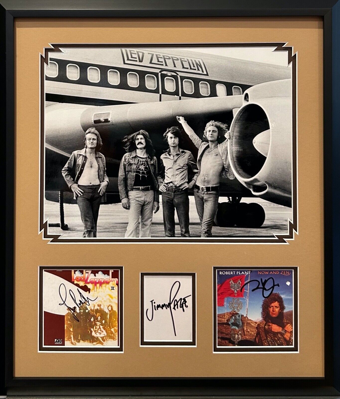"Led Zeppelin" Custom Framed Multi-Cut Display Signed By (3) with ...