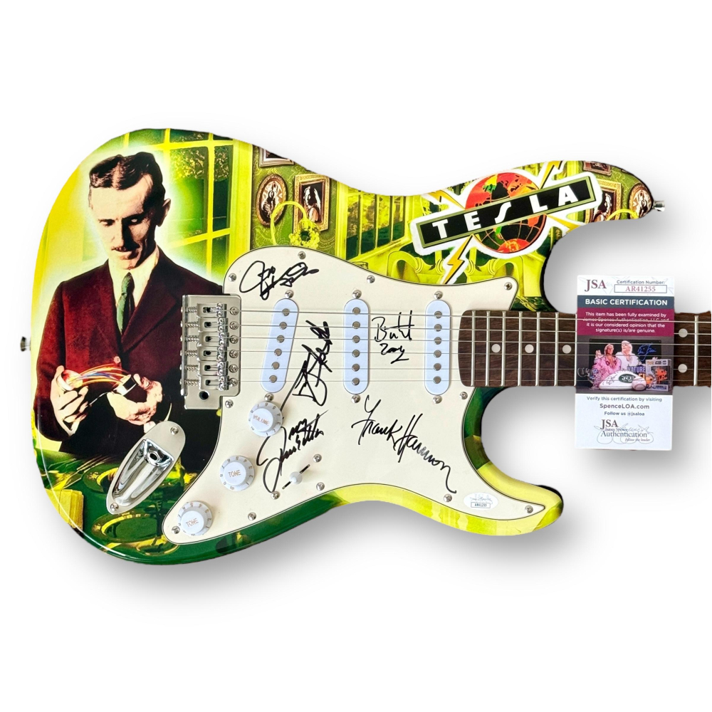 Tesla 39" Electric Guitar Band-Signed By (5) with Brian Wheat, Frank ...
