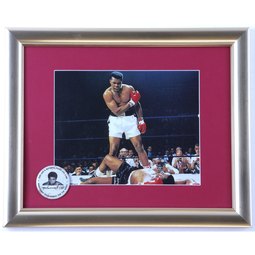 1970 "Muhammad Ali Over Sonny Liston" Custom Framed Photo Display With ...