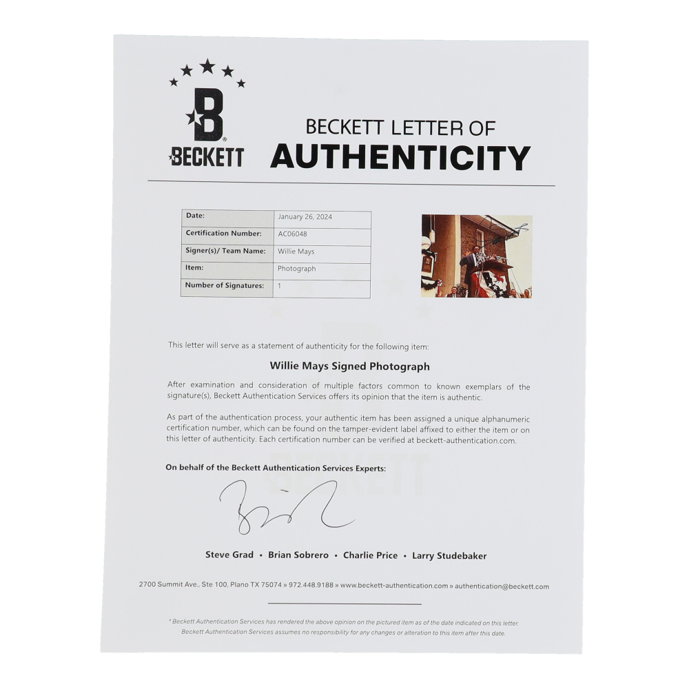 Willie Mays Signed 8x10 Photo (Beckett) | Pristine Auction
