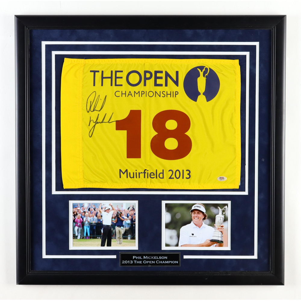 Phil Mickelson Signed 2013 The Open Championship Custom Framed Pin Flag ...