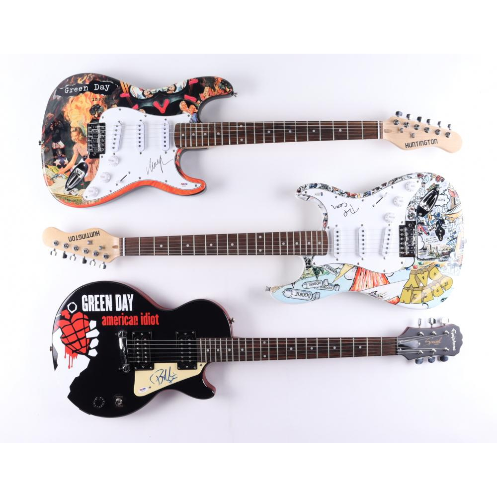 Green Day Set of (3) Full-Size Electric Guitars Band-Signed by Mike ...