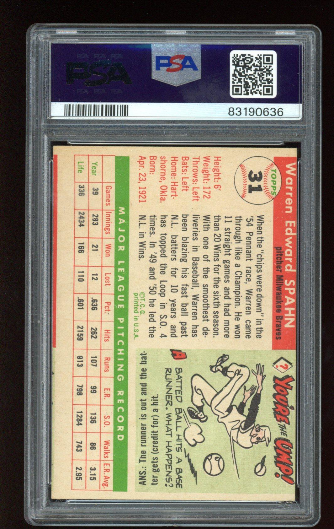 Warren Spahn 1955 Topps #31 (PSA 5) (MC) | Pristine Auction