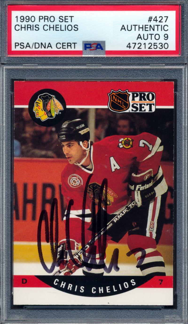 Chris Chelios Signed 1990-91 Pro Set #427 (PSA | Autograph Graded 9 ...