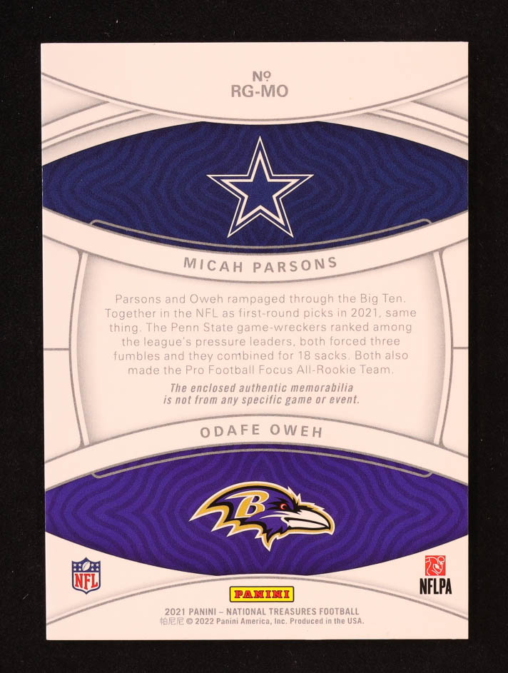 Micah Parsons / Odafe Oweh 2021 Panini National Treasures Rookie NFL ...