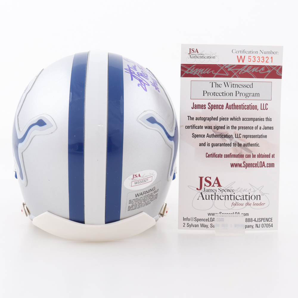 Lem Barney Signed Lions Throwback Mini Helmet Inscribed "Pro Football ...