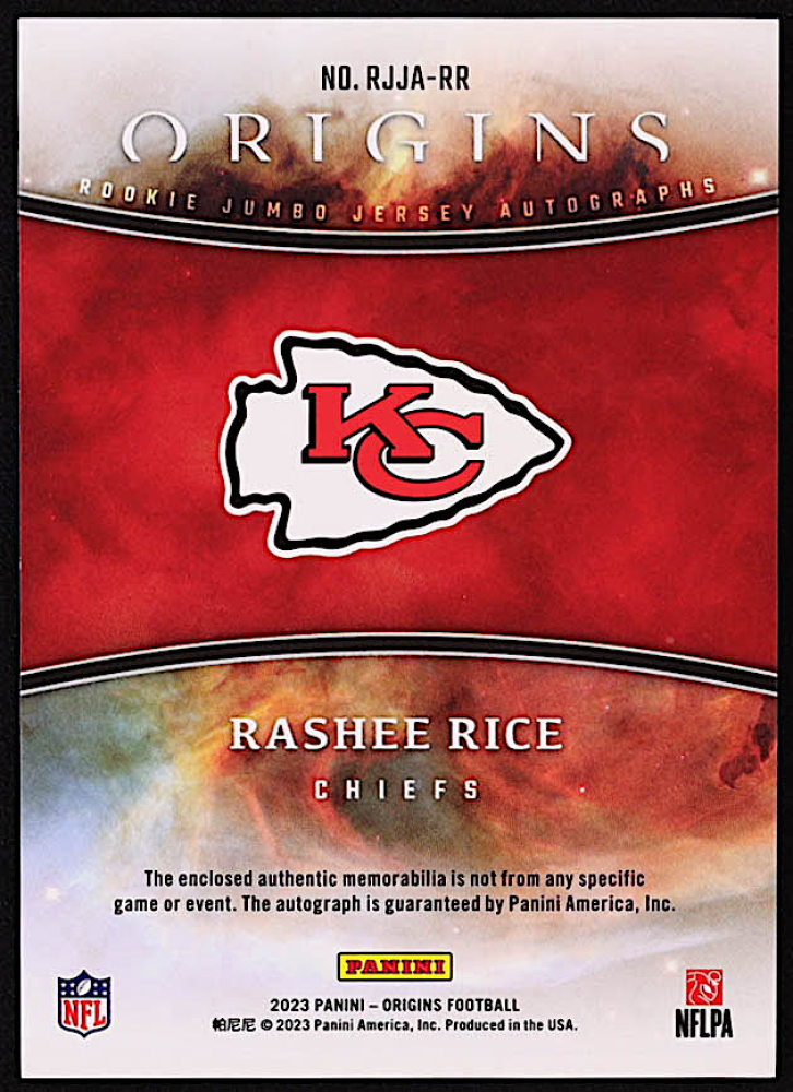 Rashee Rice 2023 Panini Origins Rookie Jumbo Jersey Autographs #17 RC ...