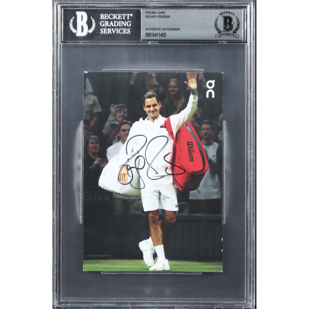 Roger Federer Signed 4x6 Promo Card (BAS) | Pristine Auction