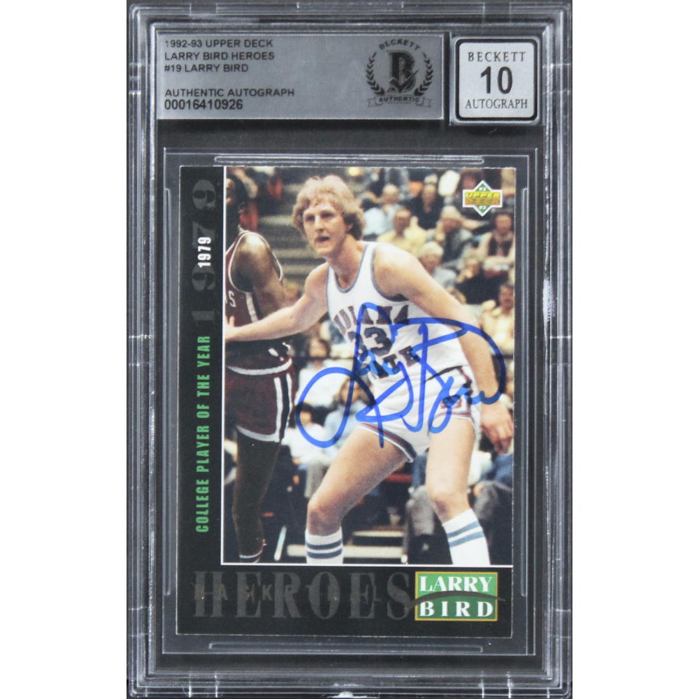 Larry Bird Signed 1992-93 Upper Deck Larry Bird Heroes / 1979 College ...