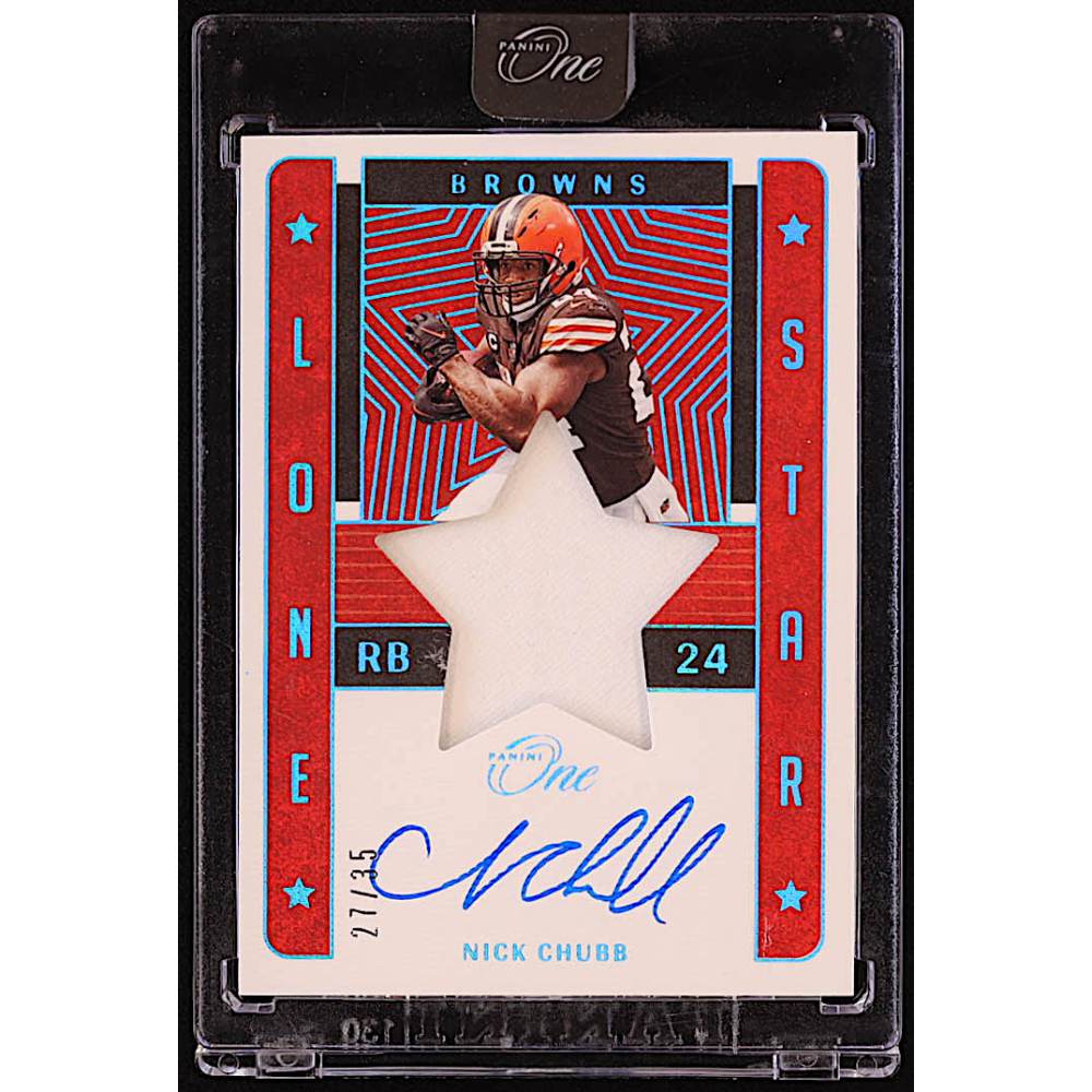 Nick Chubb 2022 Panini One Blue #99 Jersey Autograph 27/35 | Pristine ...