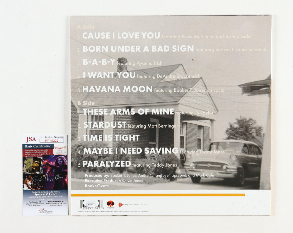 Booker T. Jones Signed "Note By Note" Vinyl Record Album Cover (JSA ...