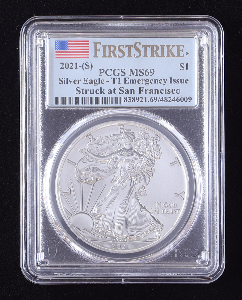 2021-(S) American Silver Eagle Type 1 - First Strike - Emergency Issue - Struck at San Francisco ...