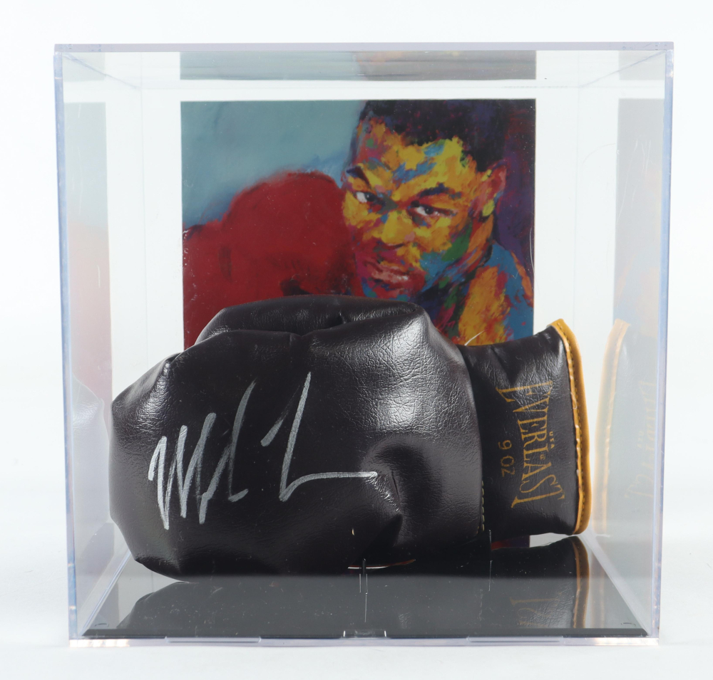 Mike Tyson Signed Everlast Burgundy Boxing Glove In Leroy Neiman Art ...