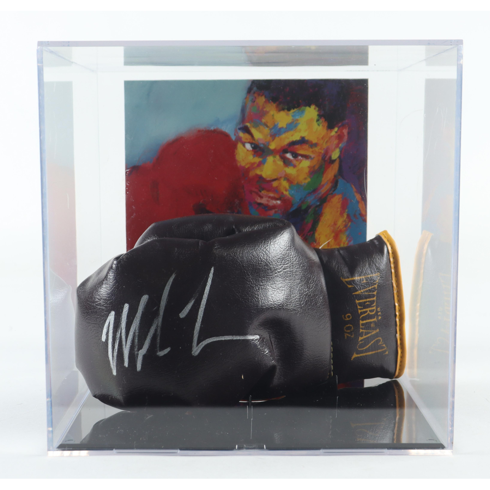 Mike Tyson Signed Everlast Burgundy Boxing Glove In Leroy Neiman Art ...