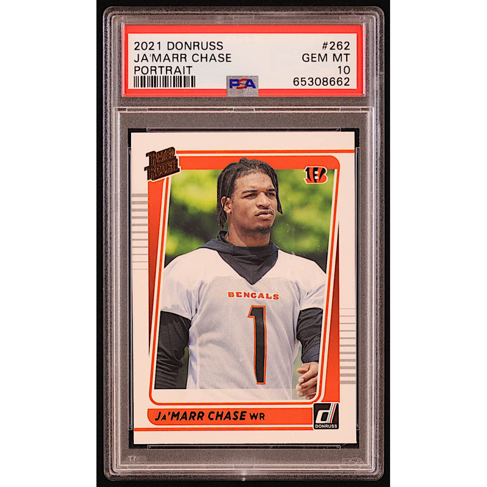 Ja'Marr Chase 2021 Donruss Rated Rookies Portrait #262 RC (PSA 10 ...