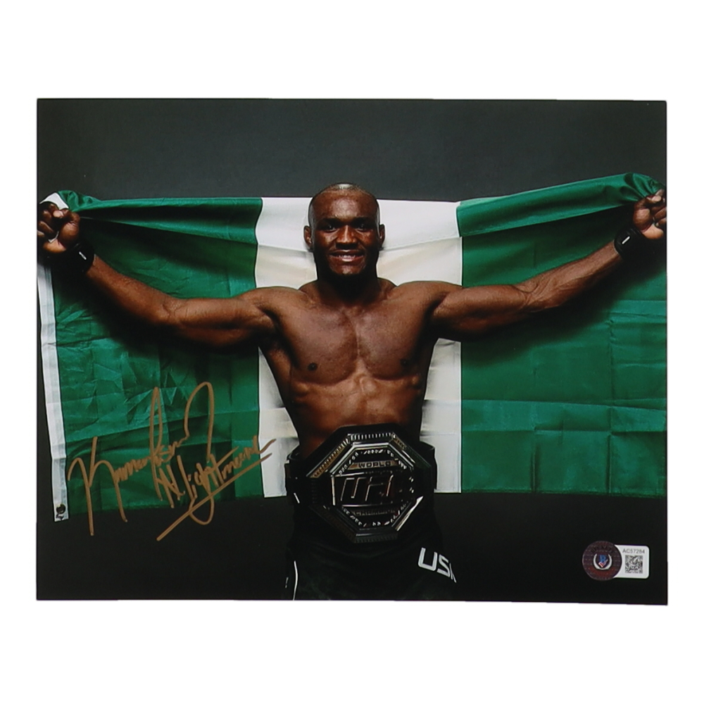 Kamaru Usman Signed UFC 8x10 Photo Inscribed "Nightmare" (Beckett ...