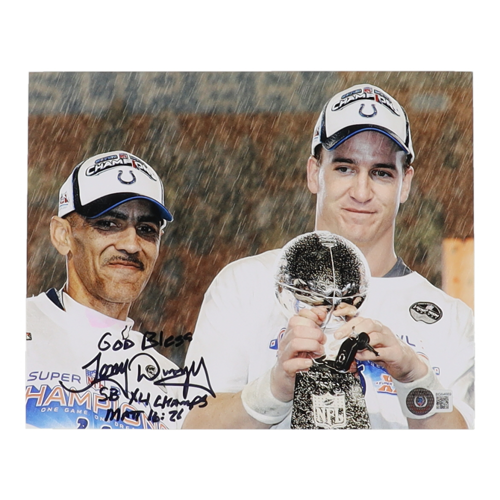Tony Dungy Signed Colts 8x10 Photo Inscribed "God Bless" & "SB XLI ...