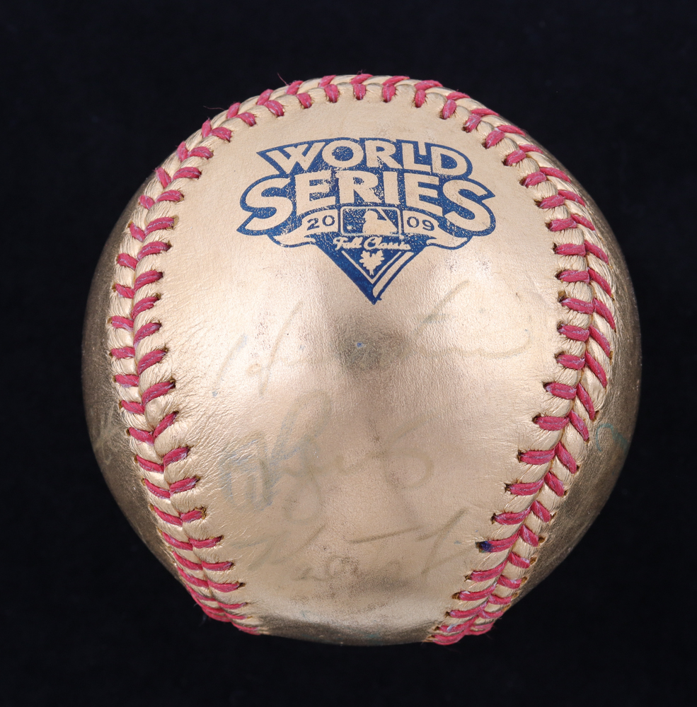 2009 World Series 24kt Gold OML Baseball Signed By (8) With Andy Pettitte, Derek Jeter, Alex ...