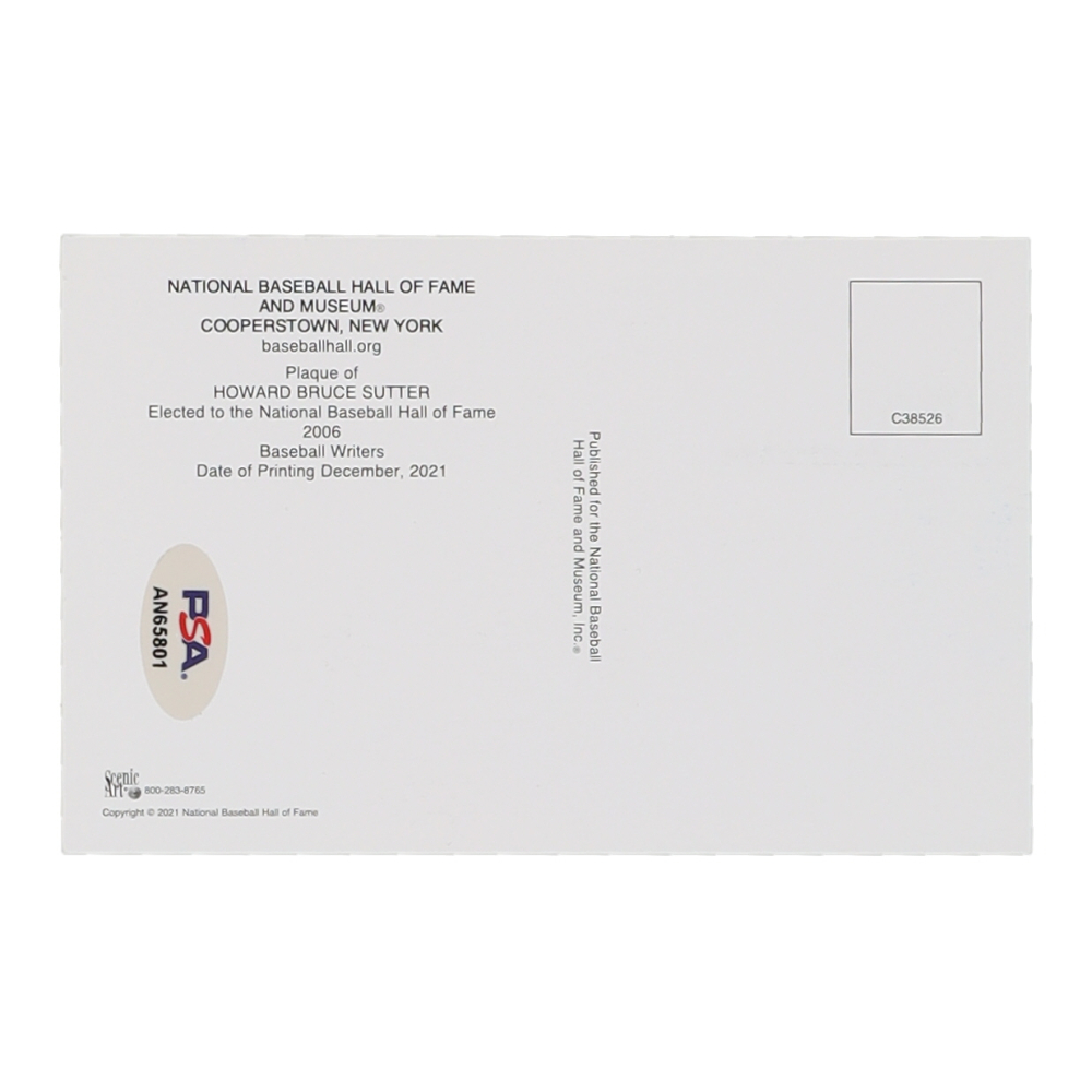 Bruce Sutter Signed Hall of Fame Plaque Postcard (PSA) | Pristine Auction