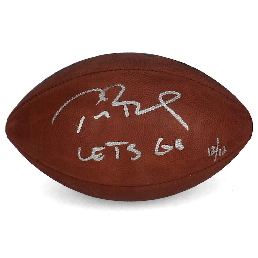 Tom Brady Signed LE Metallic Patriots Logo Football Inscribed "Let's Go ...