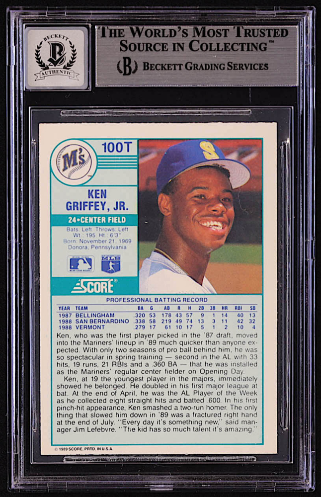 Ken Griffey Jr. Signed 1989 Score Rookie / Traded #100T RC (BGS | Auto ...
