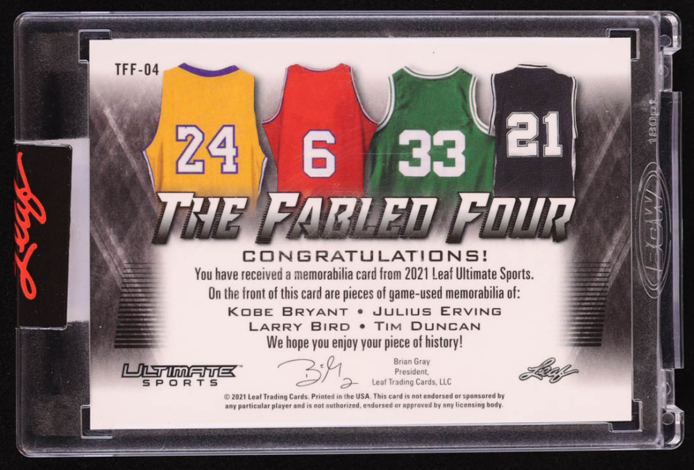 2021 Leaf Ultimate Sport The Fabled Four Memorabilia Purple #TFF04 Kobe ...