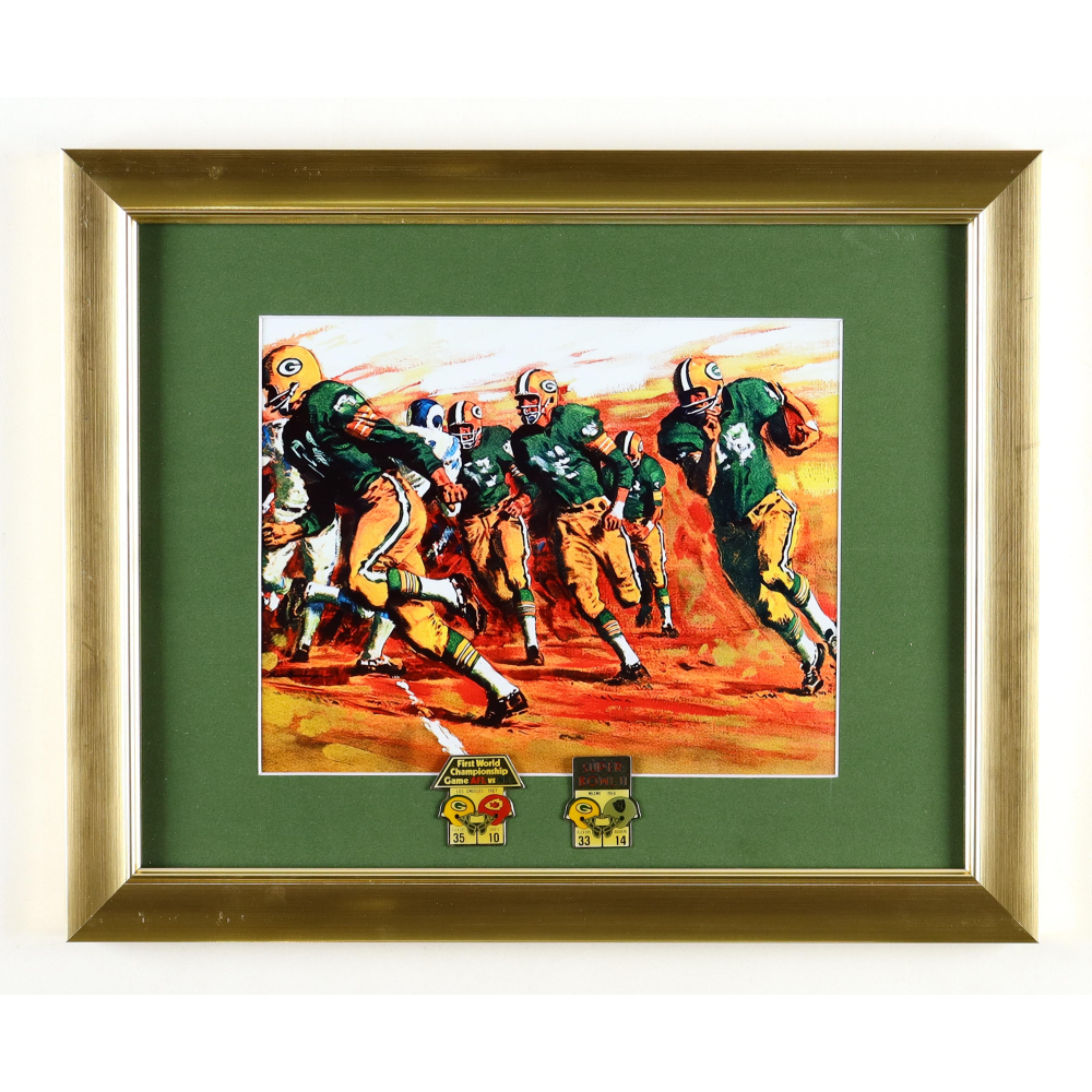 Vintage Packers Custom Framed Art Print with Official Super Bowl I & II ...