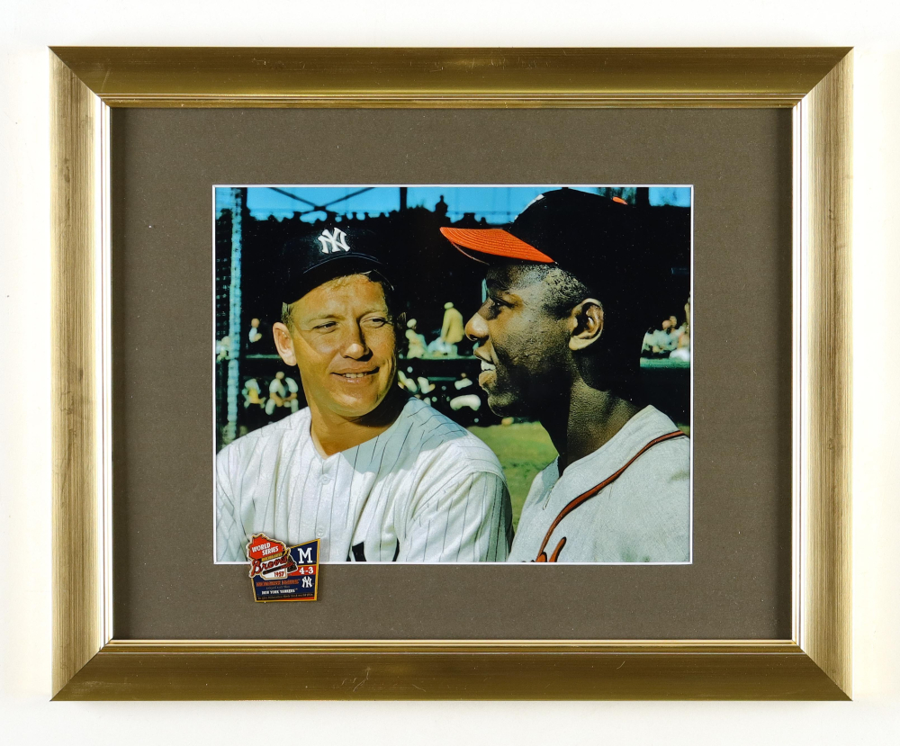 Mickey Mantle & Hank Aaron At The 1957 World Series Custom Framed Photo ...