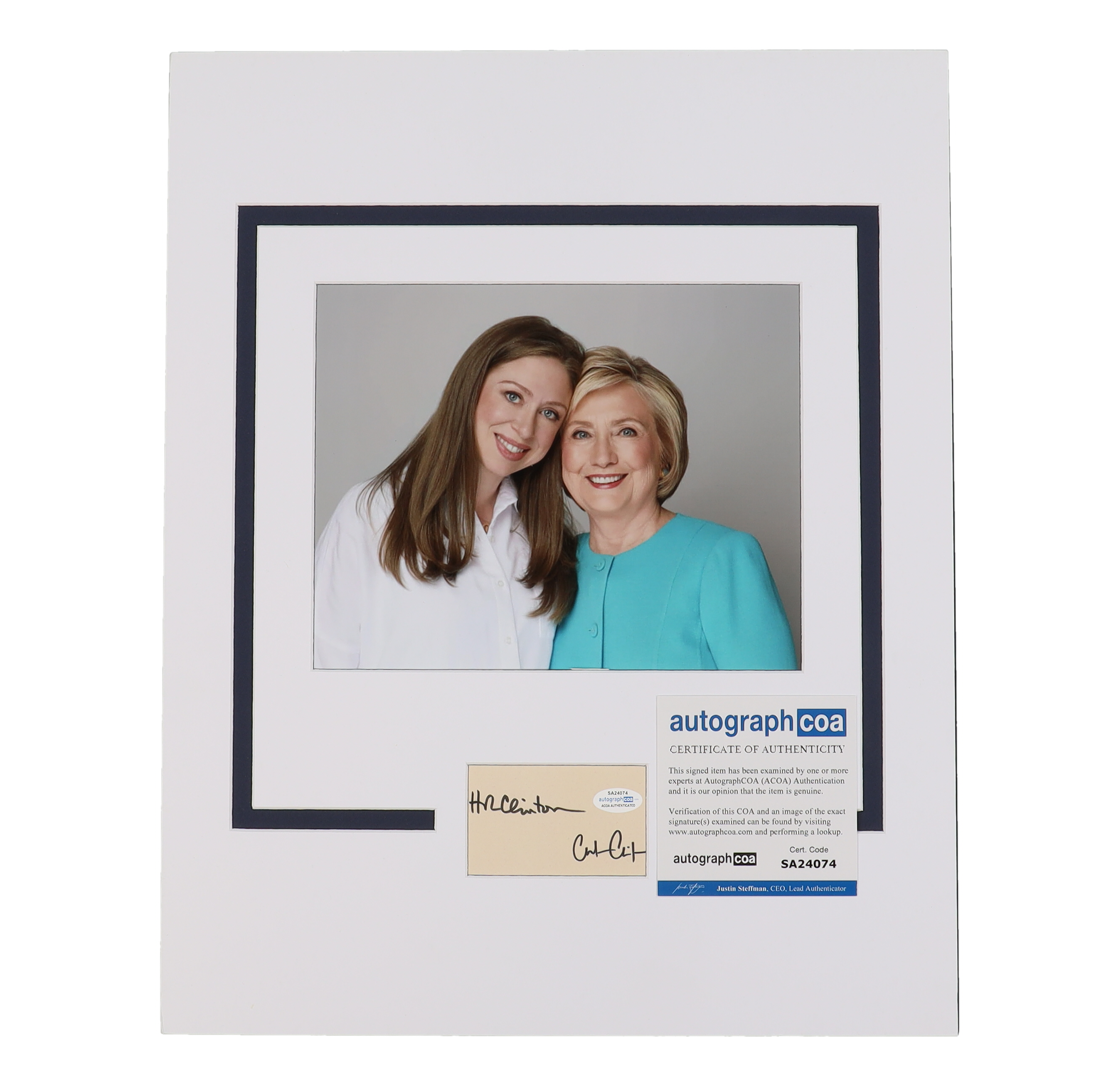 Hillary & Chelsea Clinton Signed Custom Matted Cut Display (ACOA ...