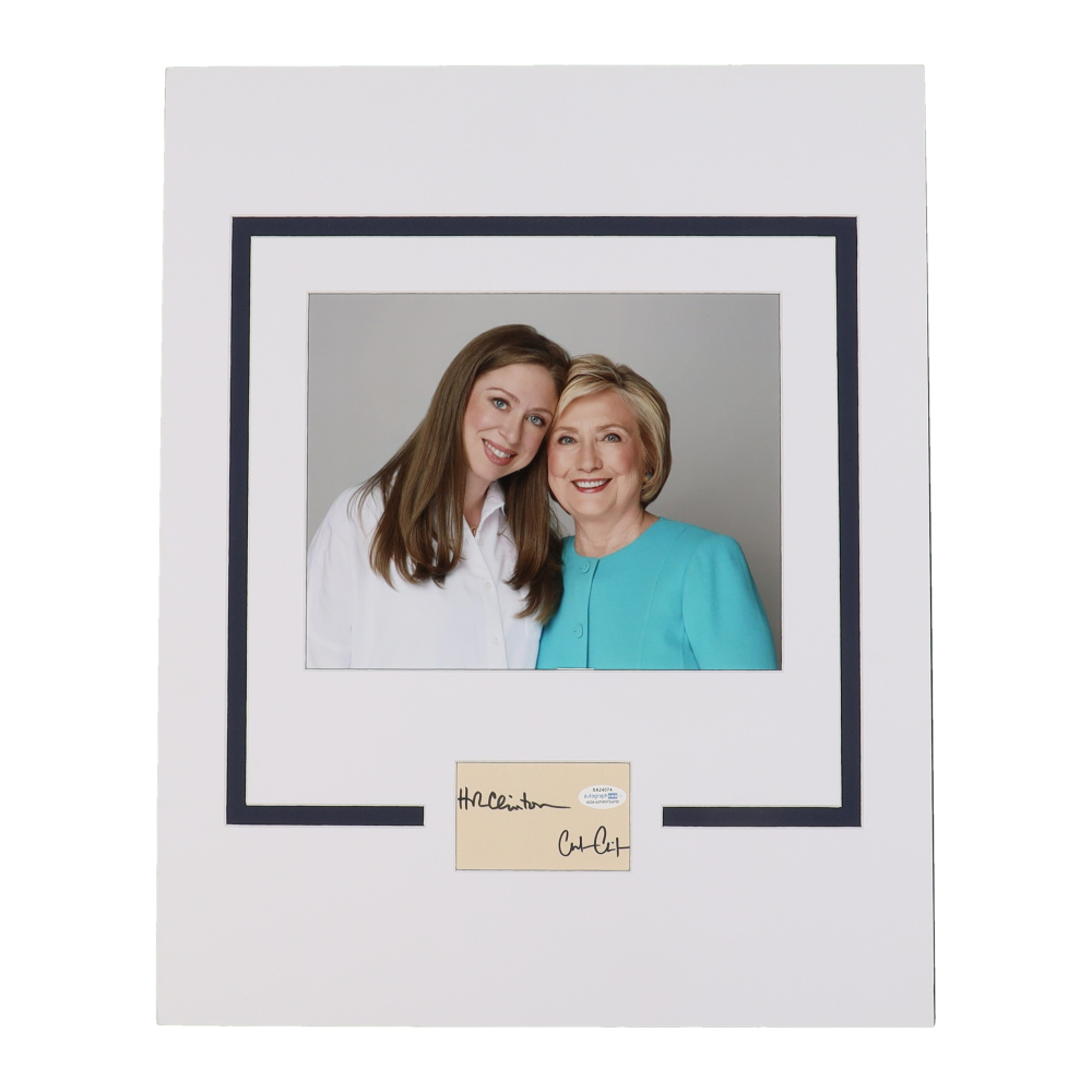 Hillary & Chelsea Clinton Signed Custom Matted Cut Display (ACOA ...