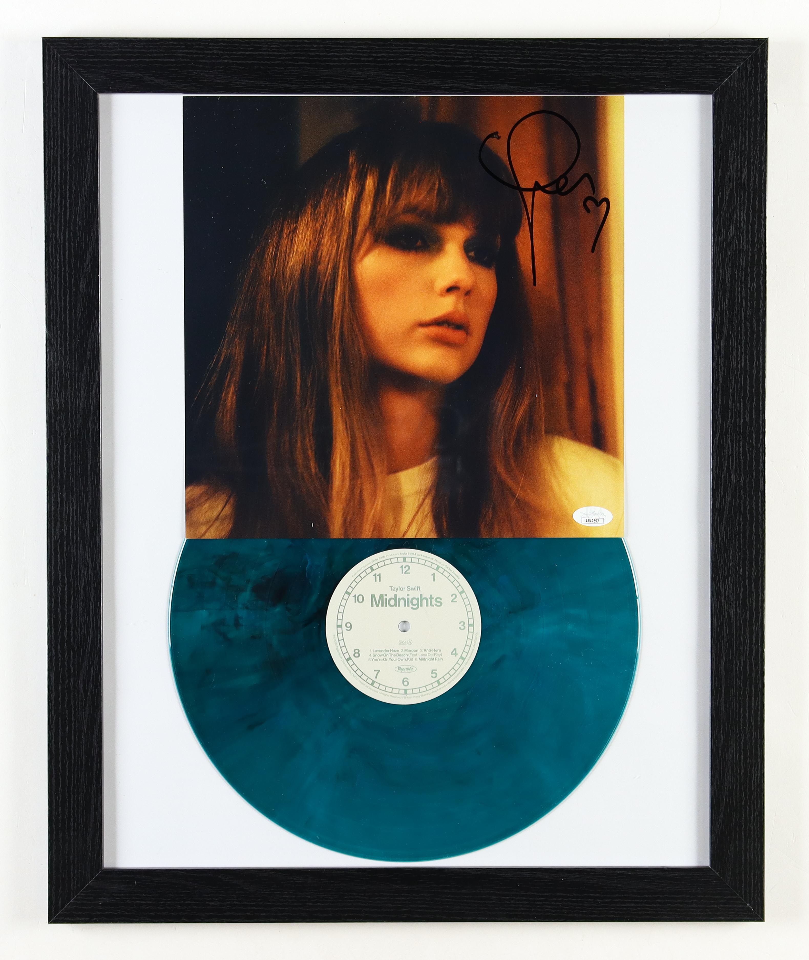 Taylor Swift Signed Custom Framed "Midnights" Vinyl Album Cover Display ...