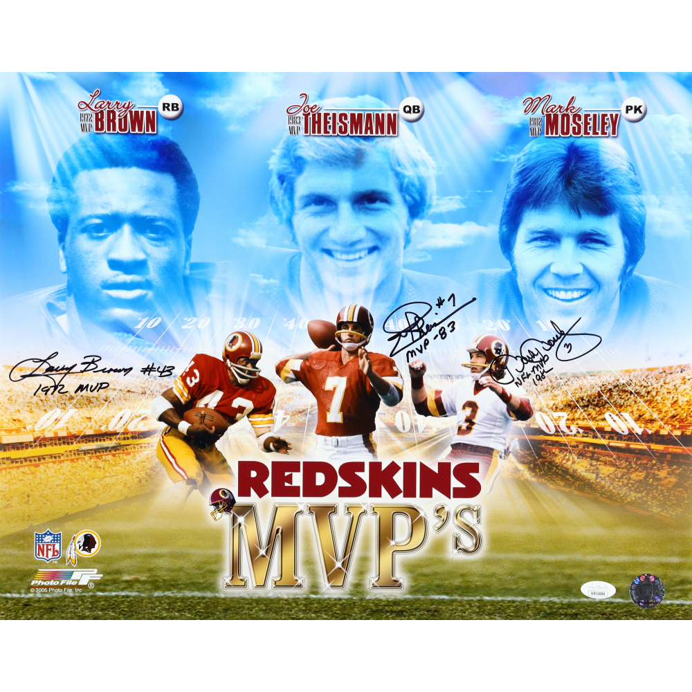 Joe Theismann, Larry Brown & Mark Moseley Signed Redskins 16x20 Photo ...