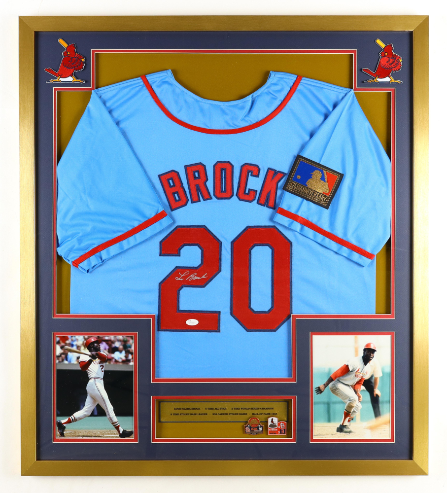 Lou Brock Signed Custom Framed Jersey Display With Official 1964 & 1967 ...