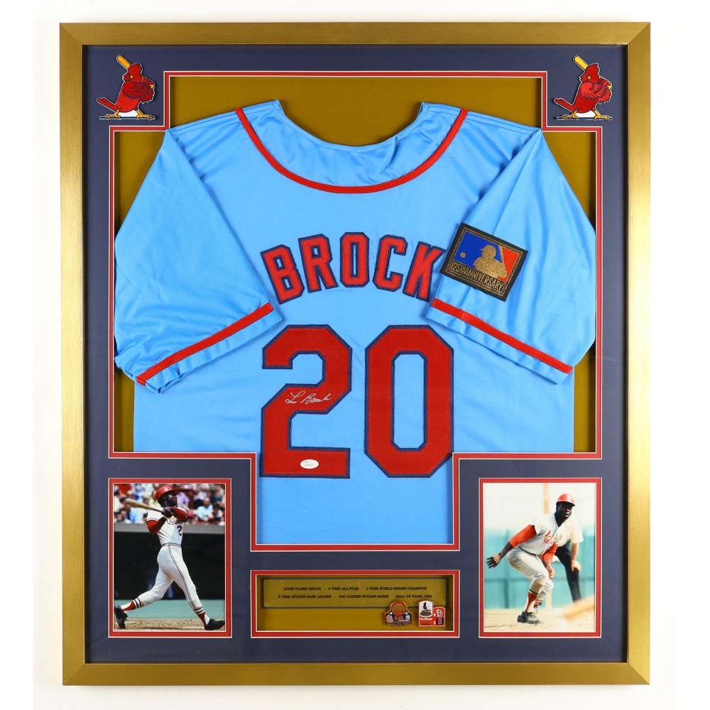 Lou Brock Signed Custom Framed Jersey Display With Official 1964 & 1967 ...