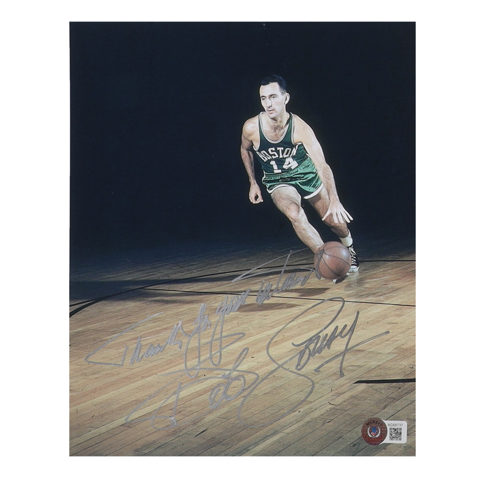 Bob Cousy Signed Celtics 8x10 Photo Inscribed "Thanks For Your Support ...