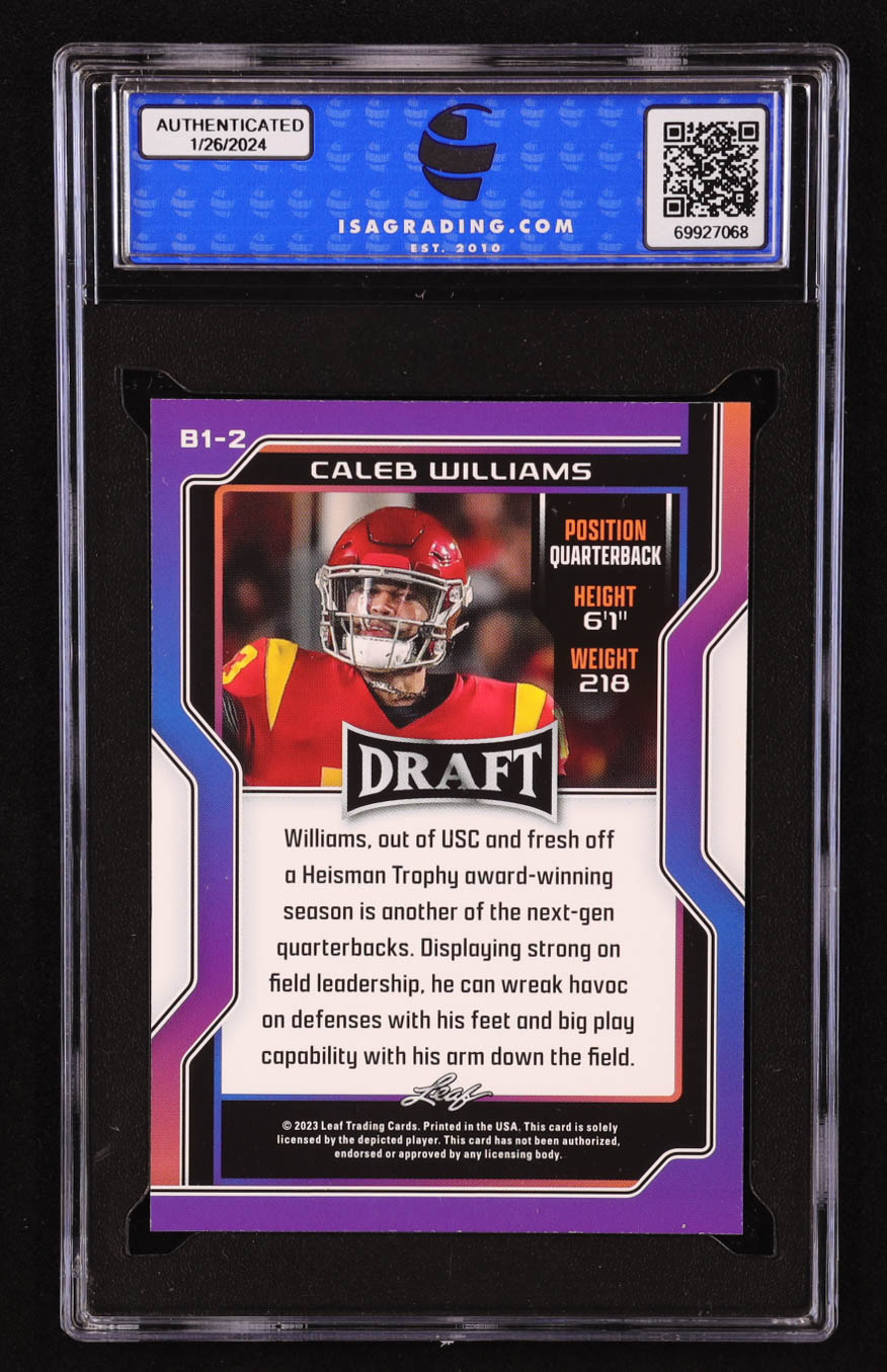 Caleb Williams 2023 Leaf Draft Base Version 1 #B12 RC (ISA 10 ...