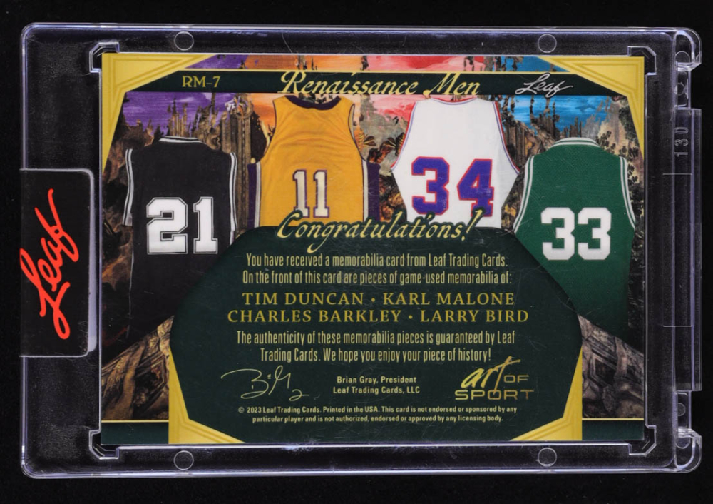 Tim Duncan / Karl Malone / Charles Barkley / Larry Bird 2023 Leaf Art ...