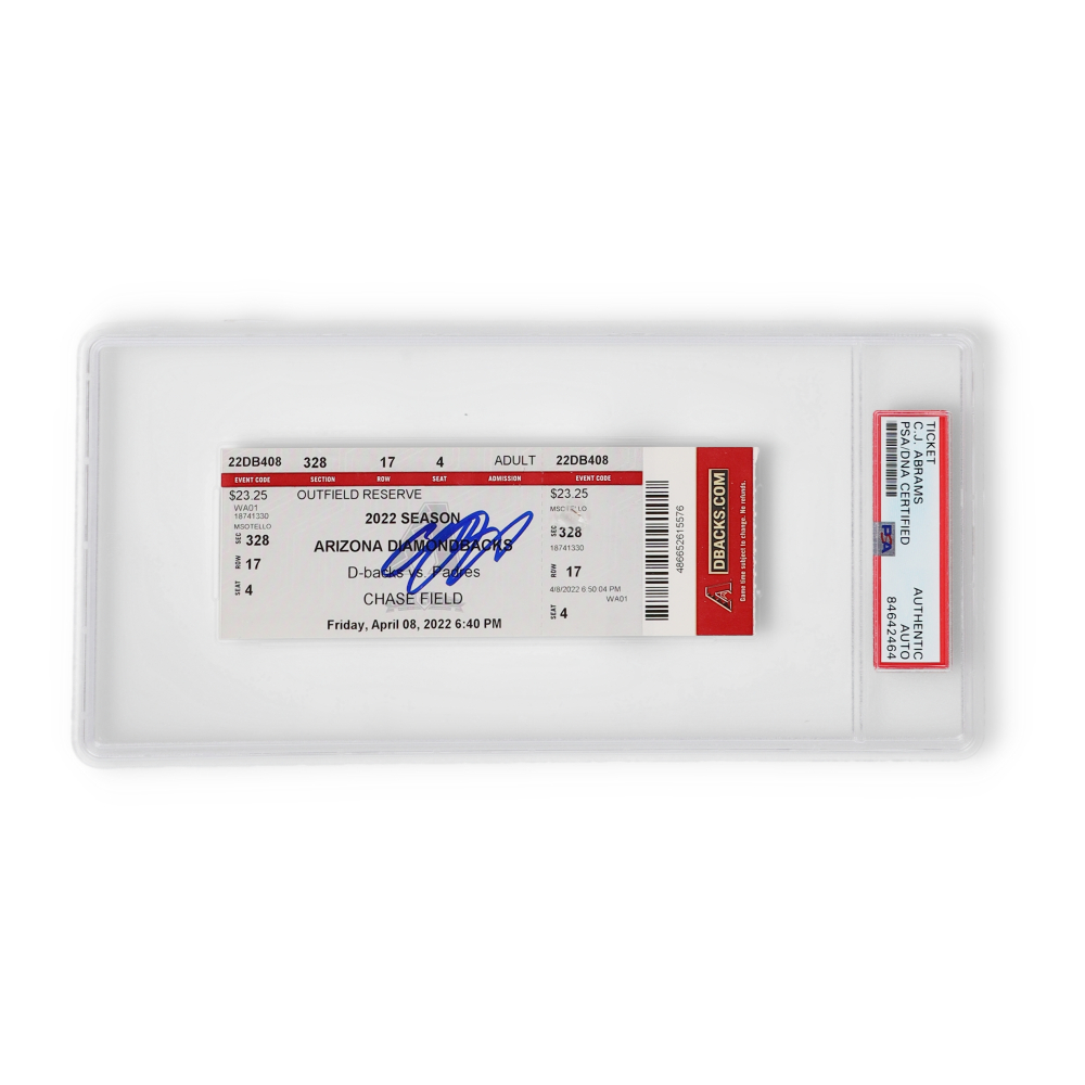C.J. Abrams Signed 2022 Diamondbacks Season Ticket (PSA) | Pristine Auction