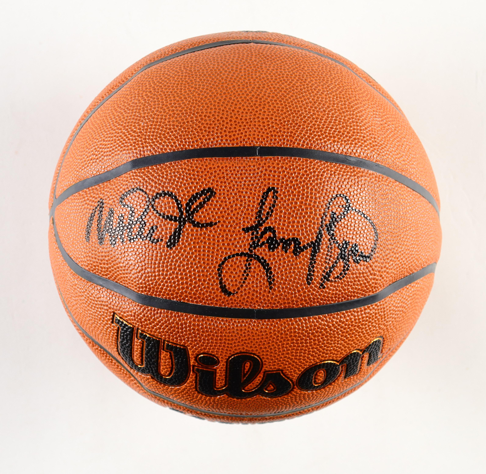 Magic Johnson & Larry Bird Signed Wilson Basketball with Display Case (Beckett & PSA) | Pristine ...