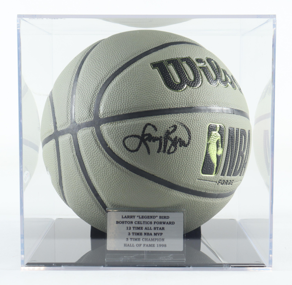 Larry Bird Signed Wilson Basketball with Display Case & Nameplate (PSA) | Pristine Auction