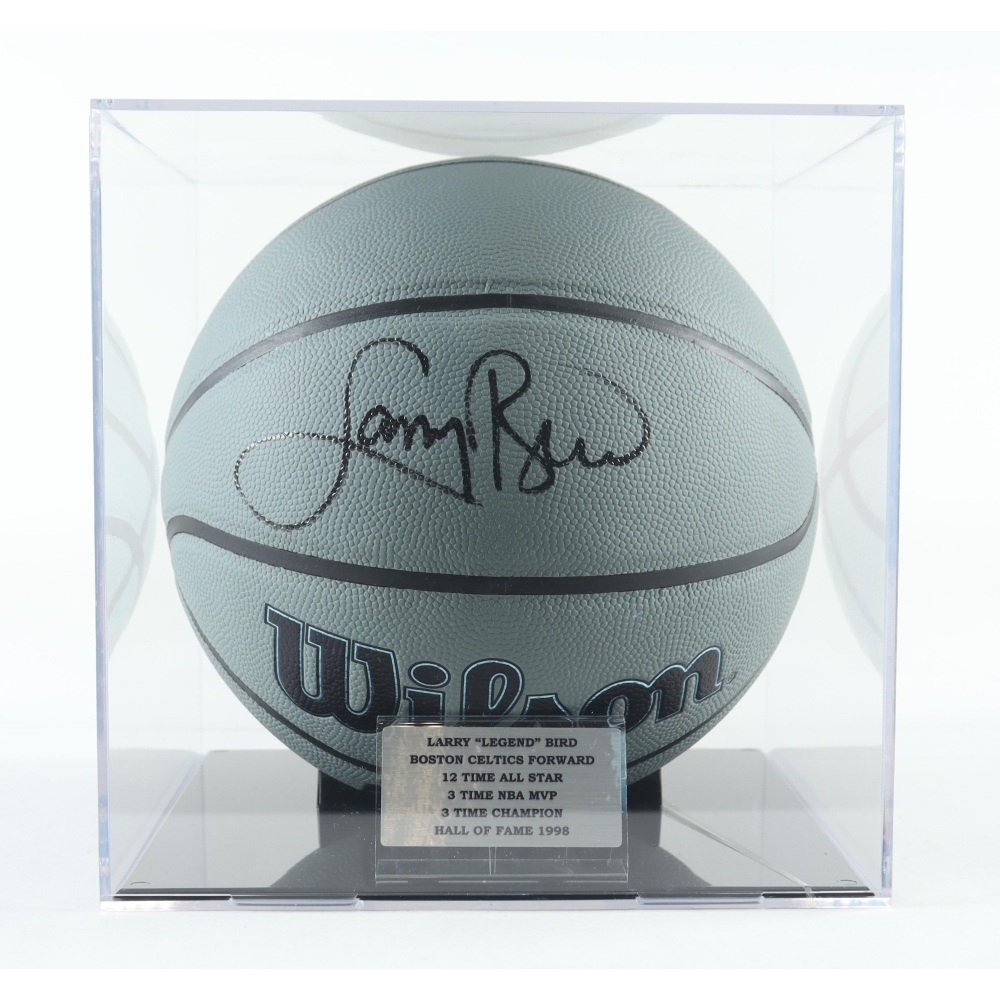 Larry Bird Signed NBA Basketball With Display Case & Name Plate (PSA ...