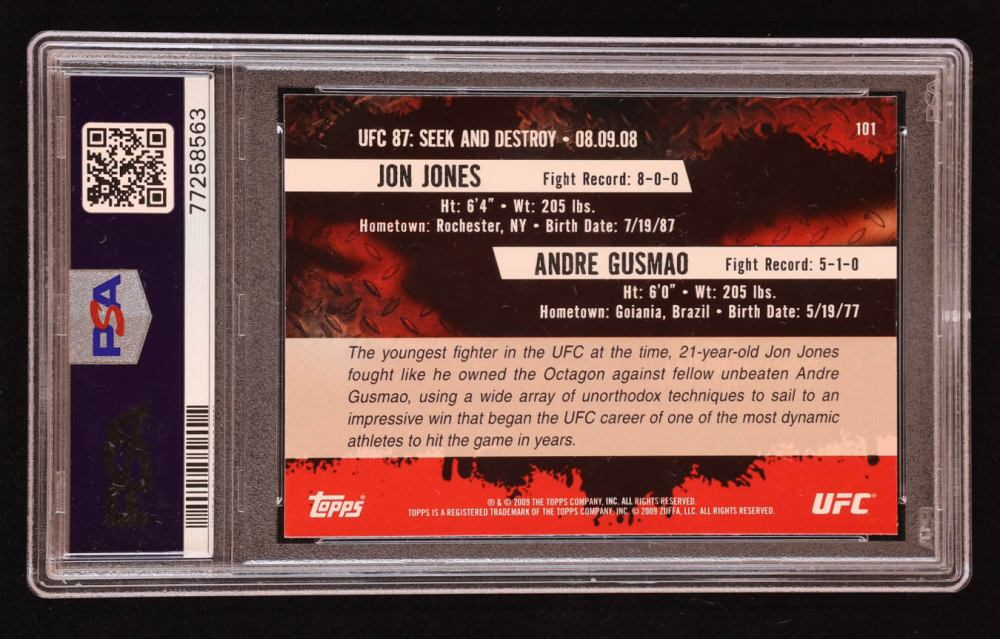 Jon Jones vs. Andre Gusmao 2009 Topps UFC #101 RC (PSA 9) | Pristine ...