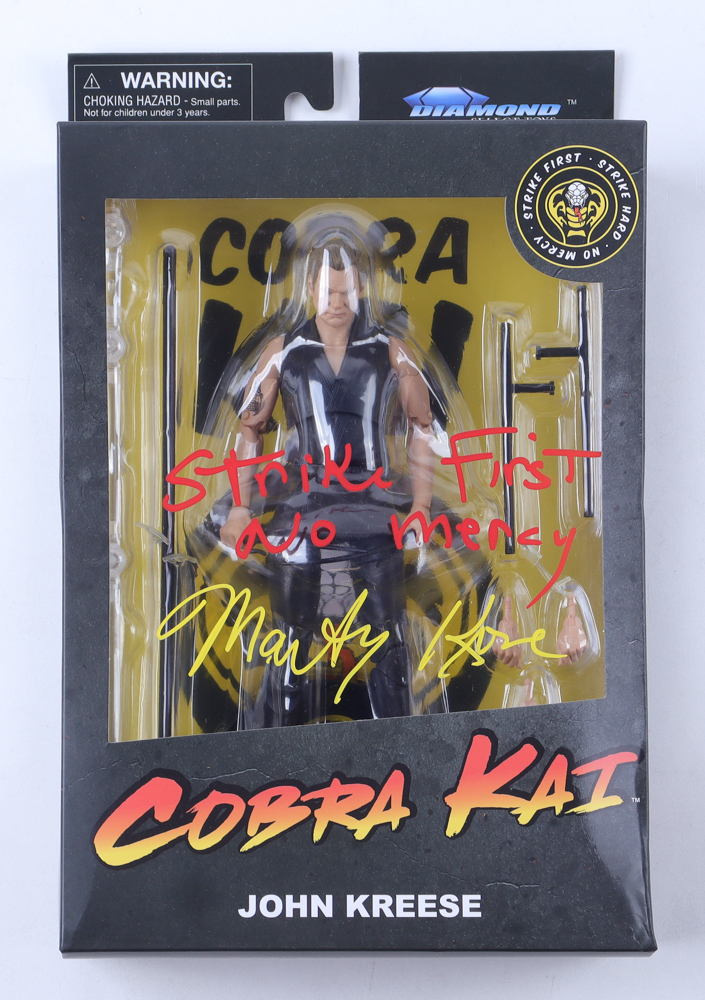Martin Kove Signed "Cobra Kai" John Kreese Action Figure Inscribed "Strike First, No Mercy" (JSA ...