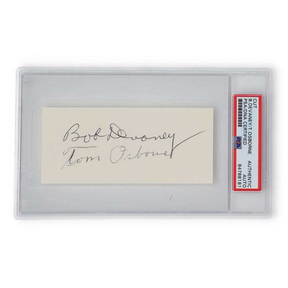 Bob Devaney & Tom Osborne Signed Cut (PSA) | Pristine Auction