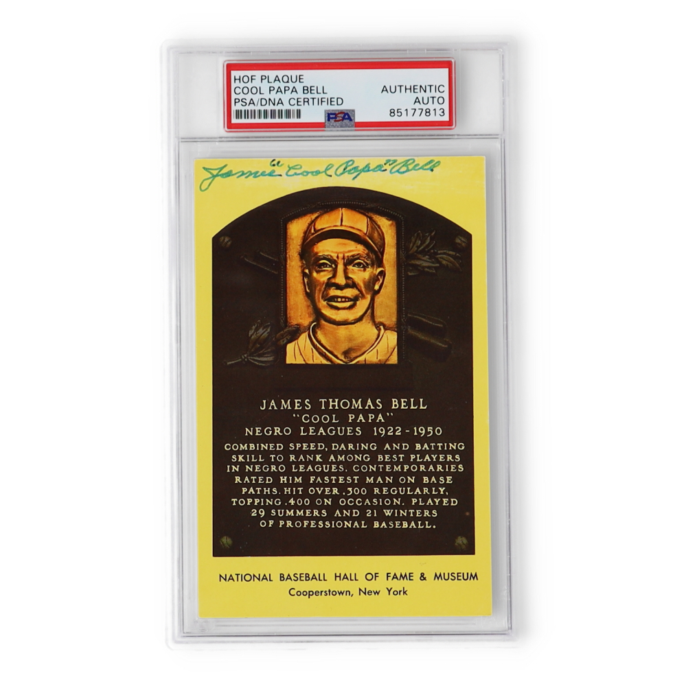 James "Cool Papa" Bell Signed Hall of Fame Plaque Postcard (PSA ...