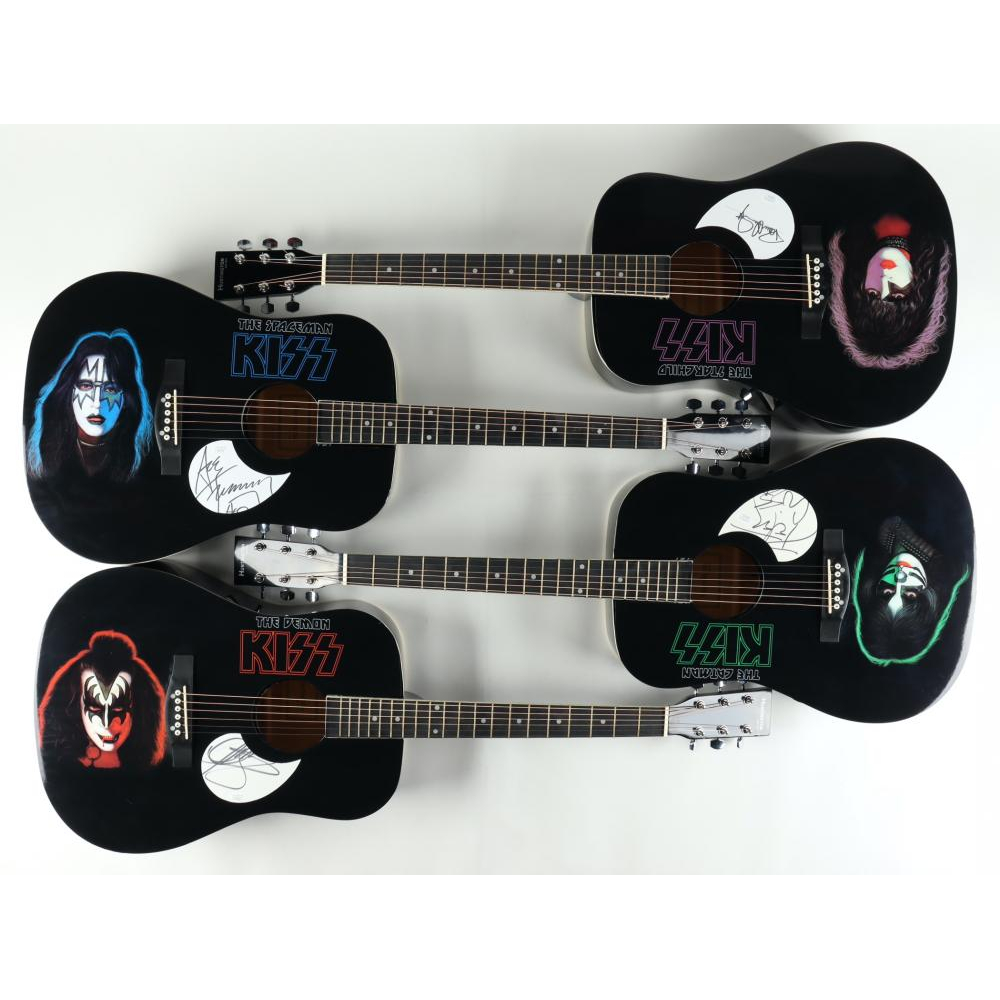 KISS Set of (4) 40" Acoustic Guitars Band-Signed by (4) with Gene ...
