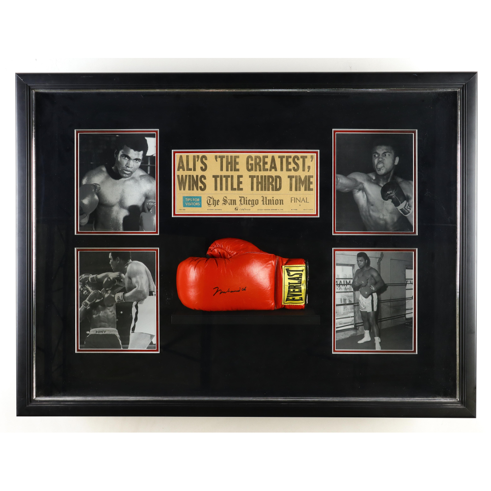 Muhammad Ali Signed Custom Framed Light-Up Boxing Glove Shadow-Box ...