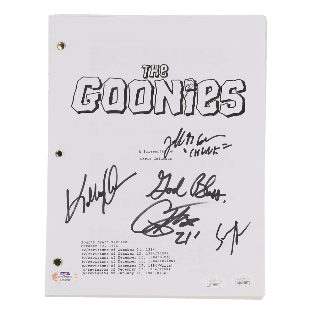 "The Goonies" Script Signed by (4) with Sean Astin, Jeff Cohen, Corey ...