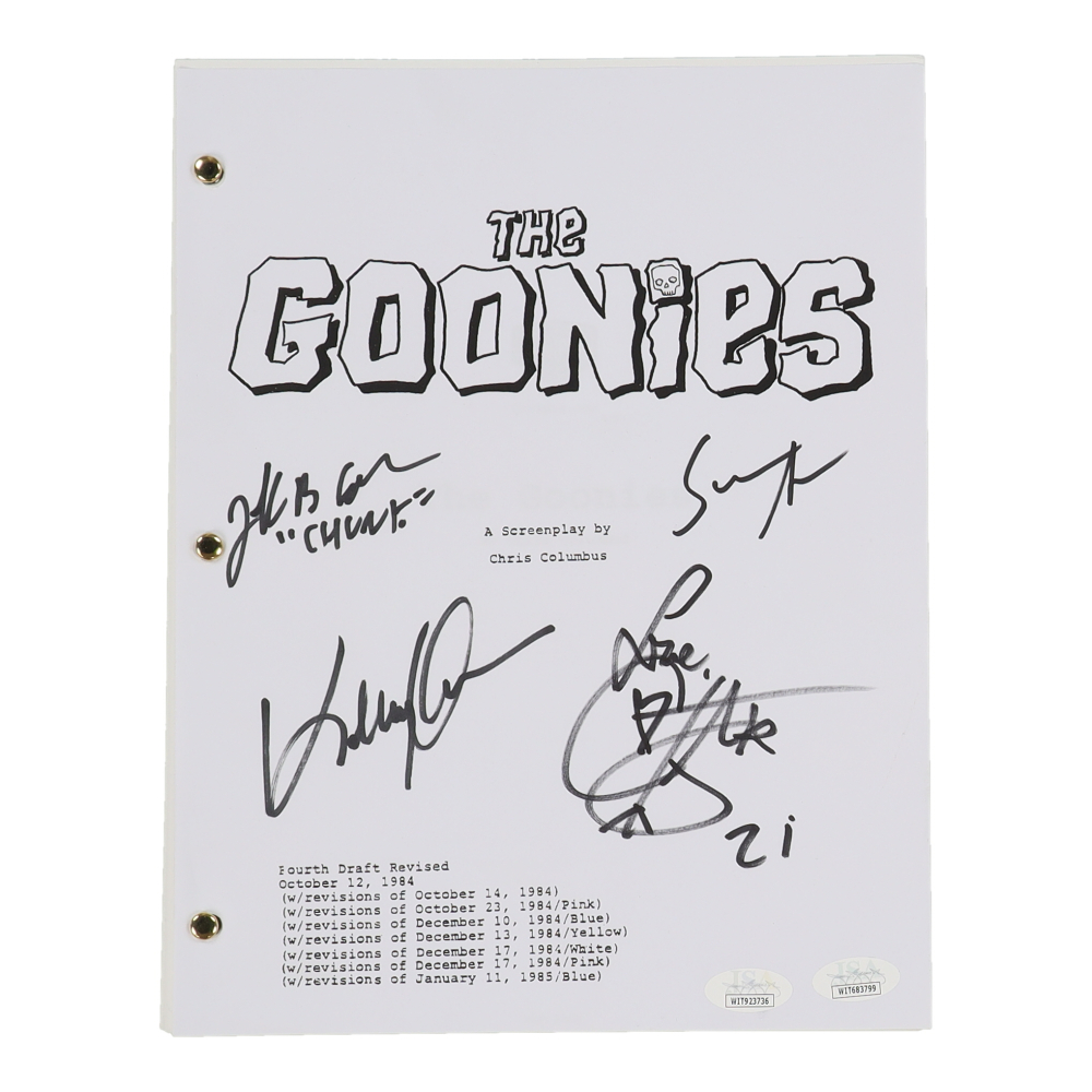 "The Goonies" Script Signed by (4) with Sean Astin, Jeff Cohen, Corey ...